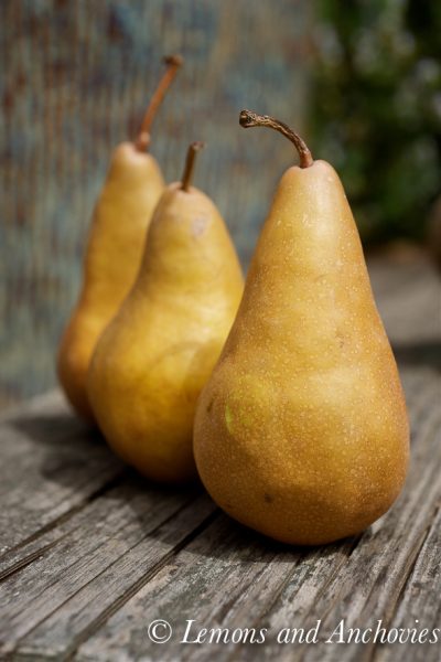Bosc Pears with Rum, Mascarpone and Ginger Syrup - Lemons + Anchovies
