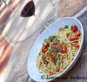 Spaghetti with Fresh Tomatoes, Capers and Herbs Recipe | Lemons + Anchovies
