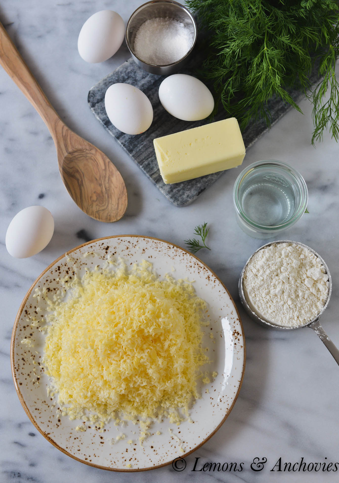 Gouda-Dill Gougères with Smoked Salmon - Lemons + Anchovies
