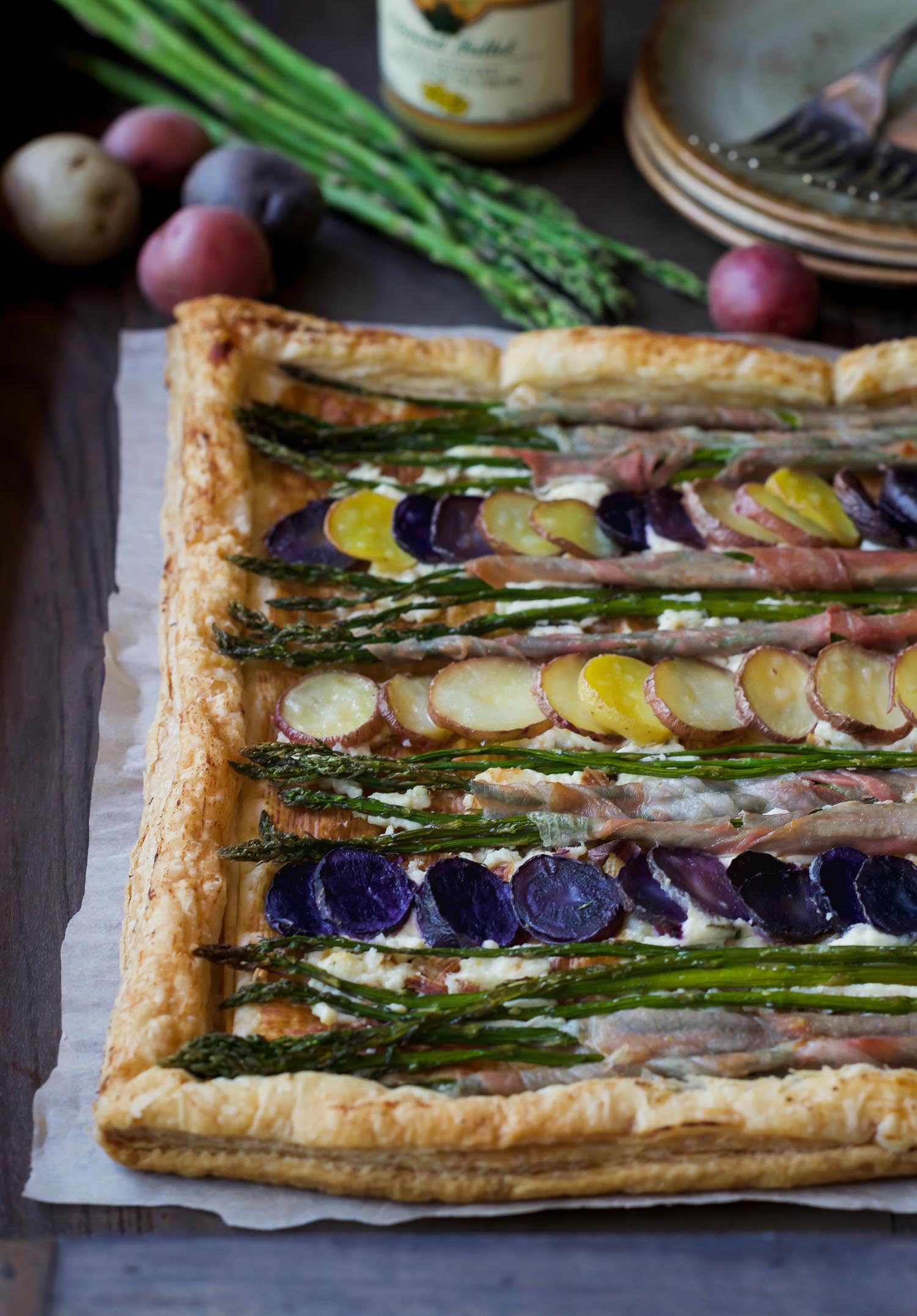 Asparagus Potato Puff Pastry Tart - Lemons + Anchovies