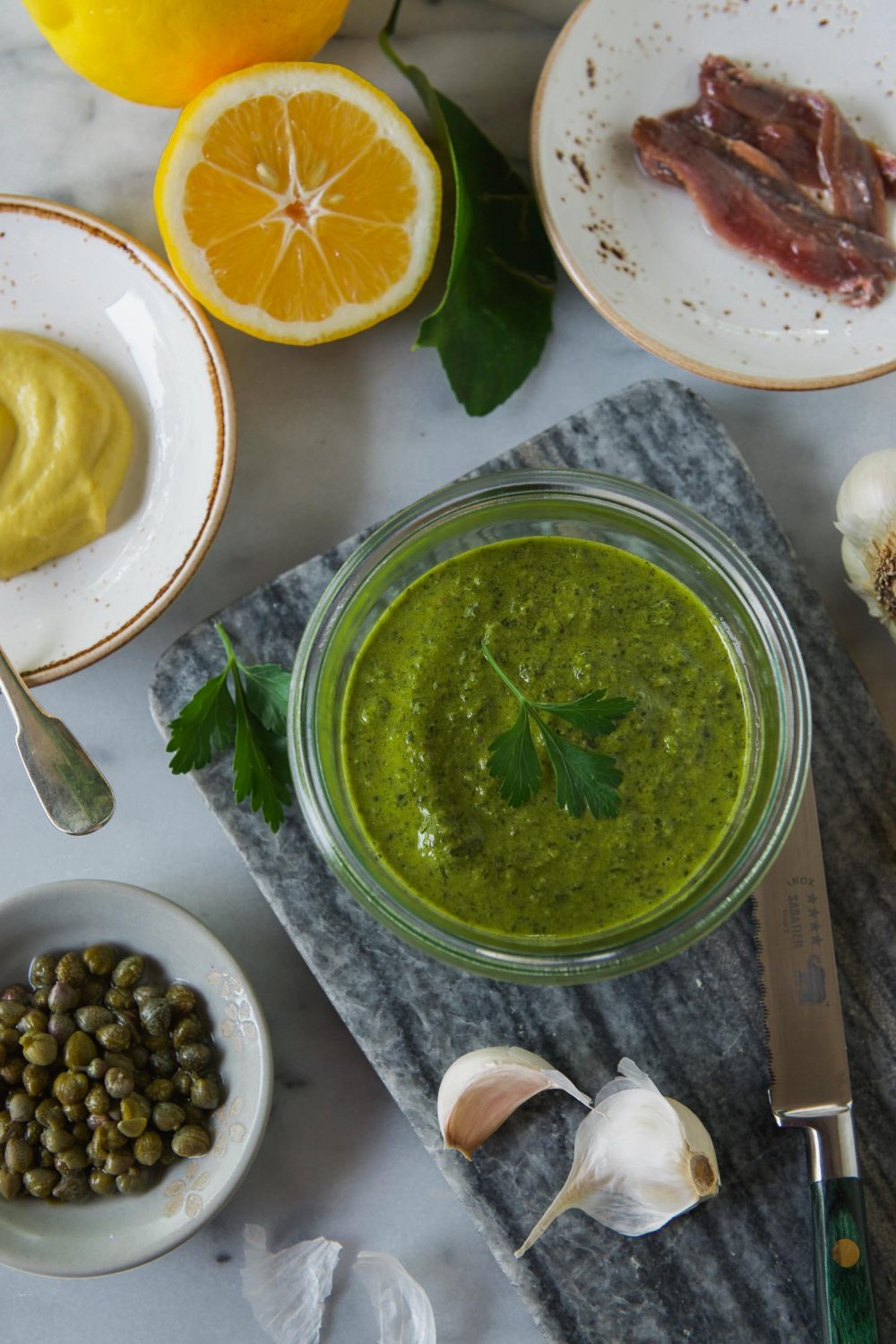Italian Salsa Verde - Lemons + Anchovies