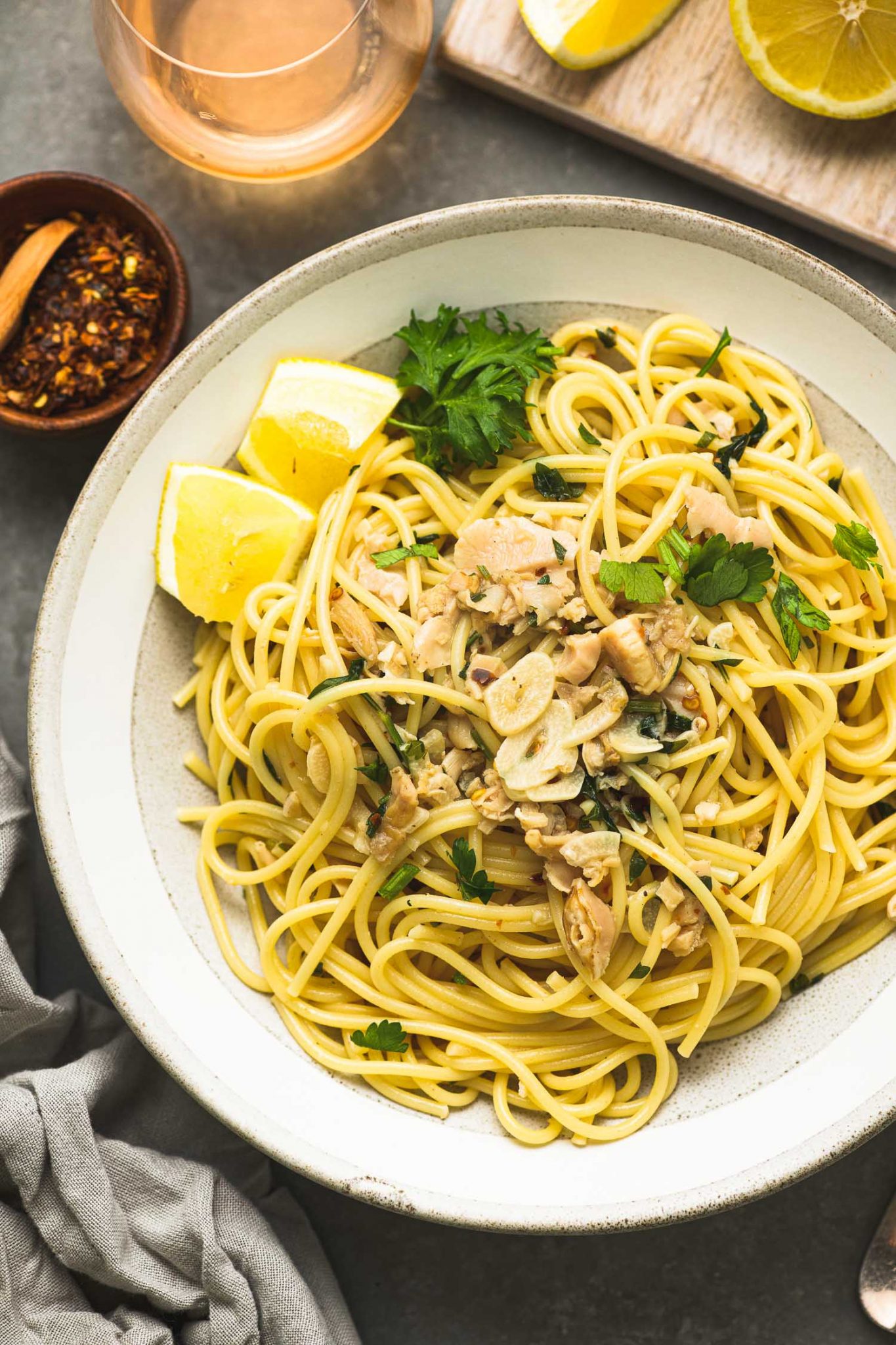 Spaghetti with Canned Clams - Lemons + Anchovies