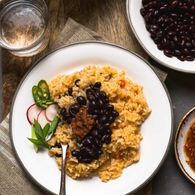 Spanish Rice using Leftover Rice - Lemons + Anchovies