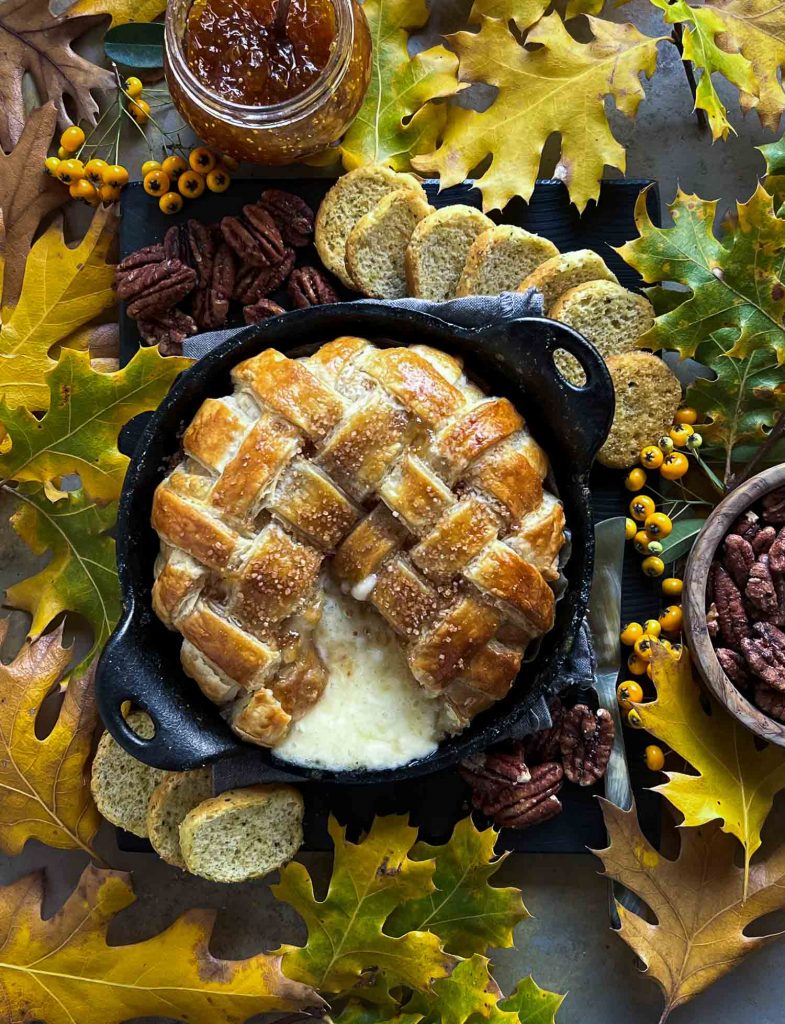 Baked Brie in Puff Pastry with Fig-Orange Jam - Lemons + Anchovies